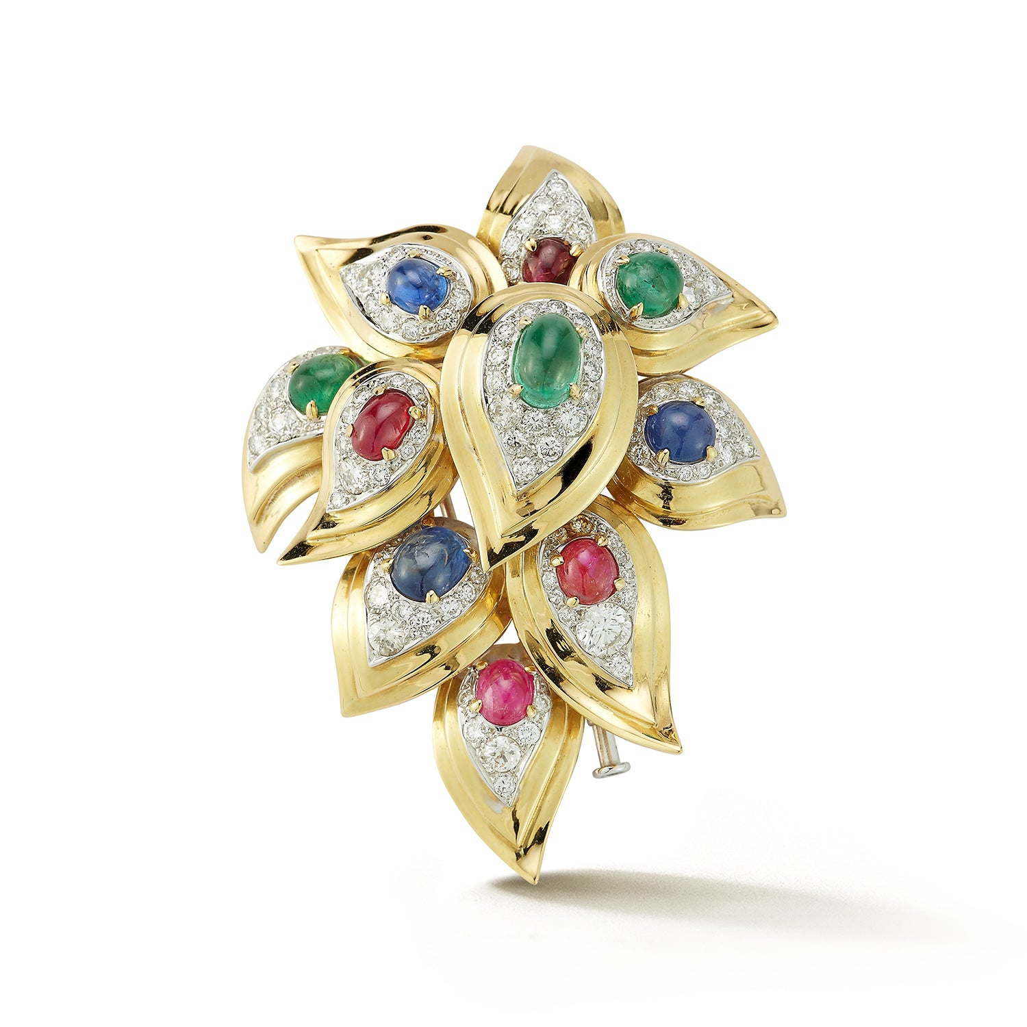 Bulgari Multi-Gemstone and Diamond Floral Brooch – Legacy Vintage Jewels